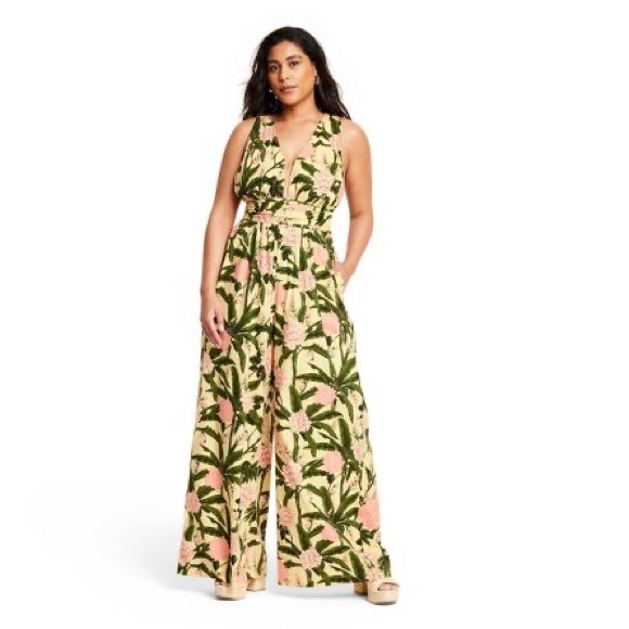 Agua Bendita | Pants & Jumpsuits | Nwt Agua Bendita X Target Peony Botanical Print Jumpsuit M ...
